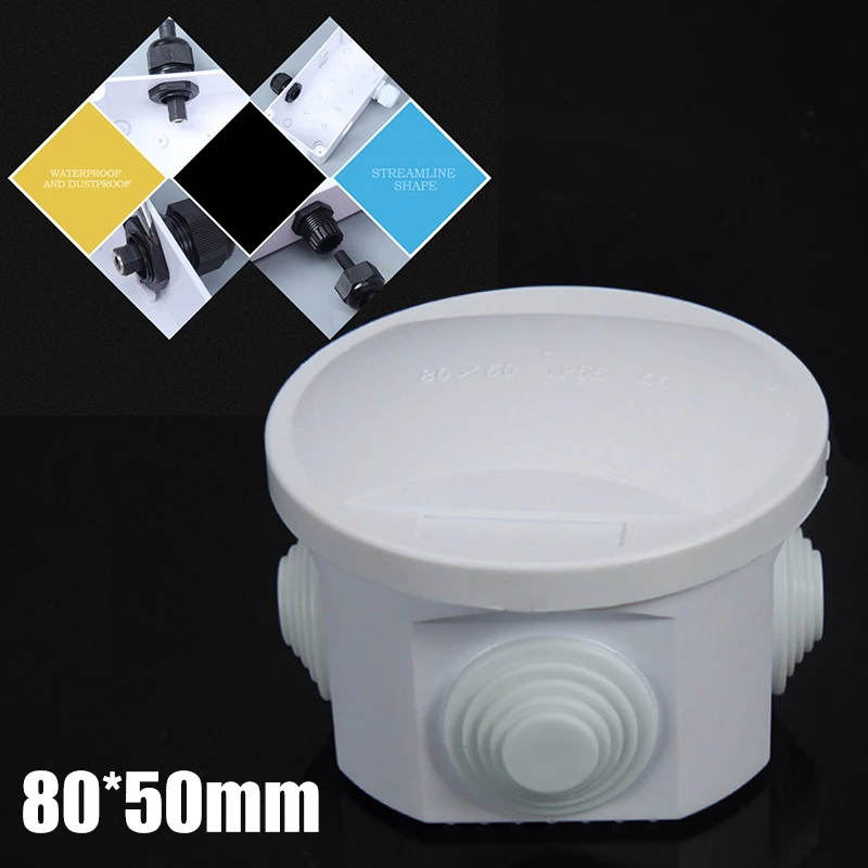1pc 80*50mm Round IP55 Waterproof Weatherproof Junction Box Connection ...