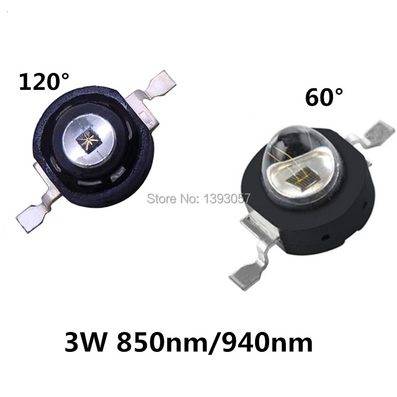 5 Pcs 3w Infrared Ir High Power Leds Emitter Cctv Camera Ir Diode For Security Black Leds 850nm ...