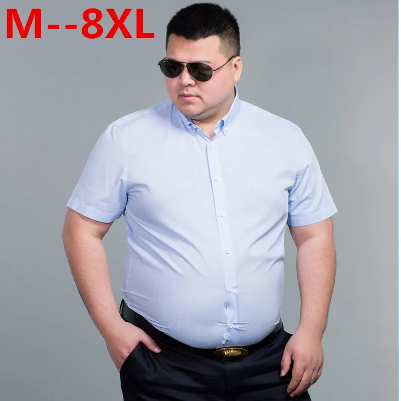 10XL 8XL 6XL Shirts Fashion Brand Mens 100% Cotton Shirt short Sleeve ...