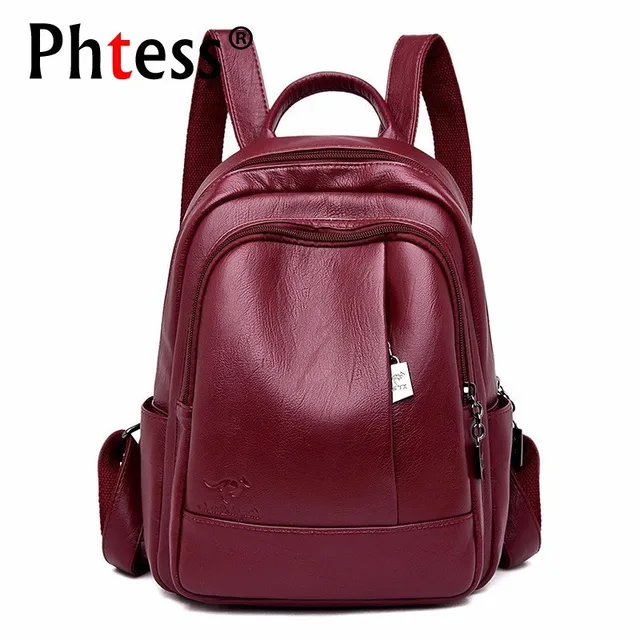 2019 Women Leather Backpacks High Quality Rucksacks For Girls Solid ...