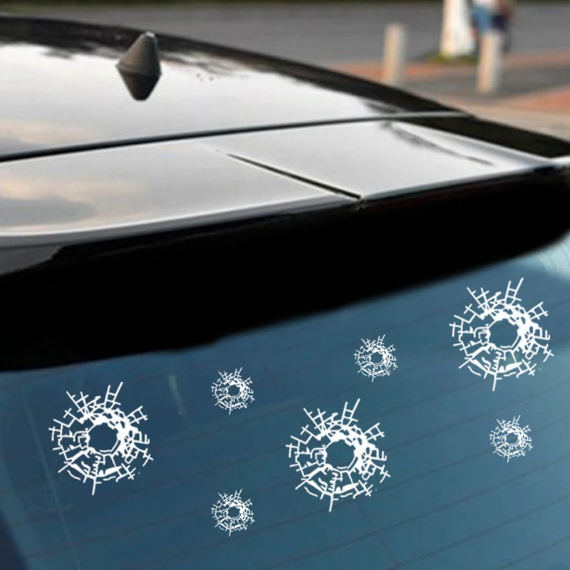 Bullet Holes Broken Glass reflective Art Car Stickers Vinyl Car-styling ...