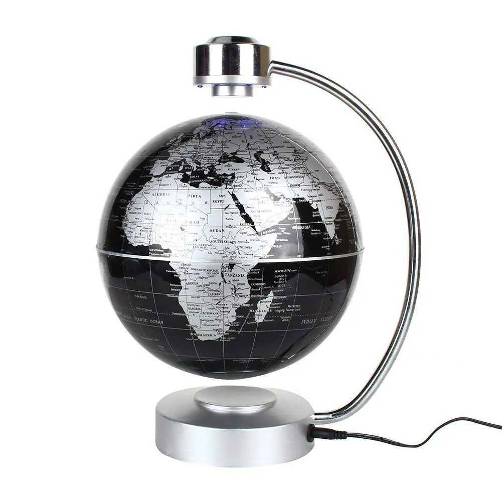 EU plug, magnetic levitation flute world map globe, 8 inch rotating ...
