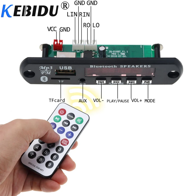 KEBIDU 자동차 USB 블루투스 MP3 WMA 디코더 보드 음악 오디오 모듈 5V 12V 무선 USB FM Aux 라디오 플레이어, 자동차 스피커|MP3 플레이어 ...