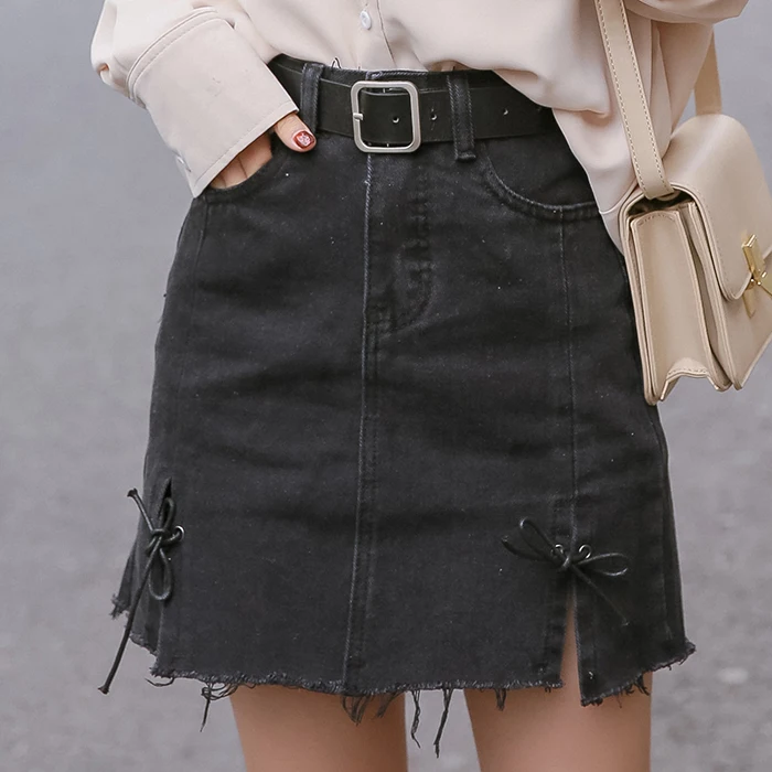 Pengpious Spring Summer Retro Fashion Cotton Denim Skirt High Waist