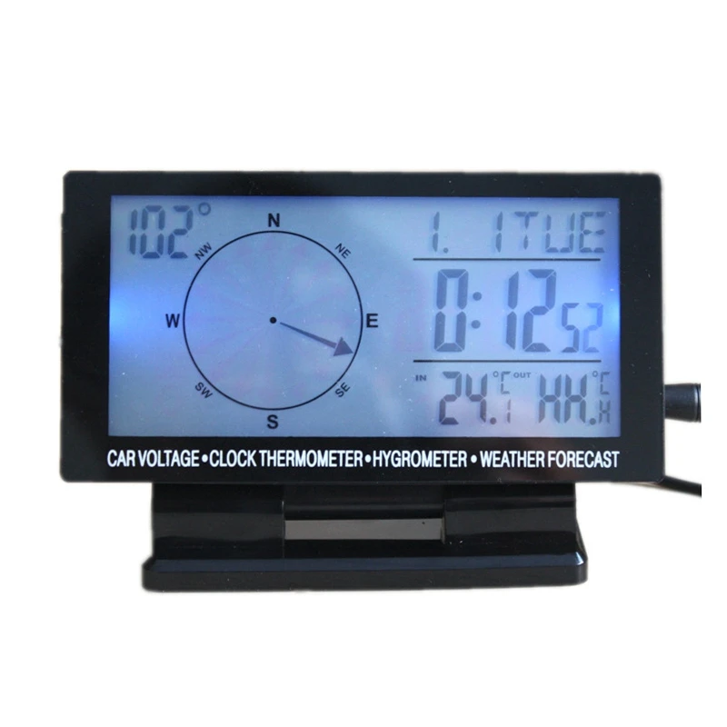 Universal 4.6" Car Digital Compass with Clock Thermometer Calendar Blue ...