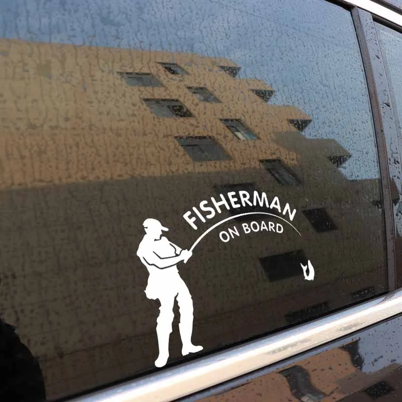 17.8cm*15cm Fisherman On Board Vinyl Sticker Car Decals Vinyl Hobby Car ...