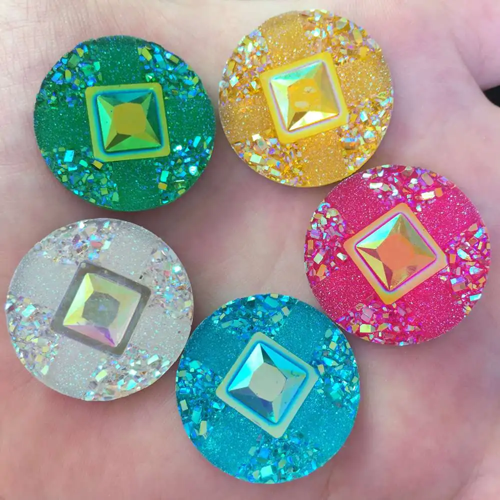 12pcs-AB-Resin-25mm-Round-Flatback-Rhinestone-Child-Scrapbook-DIY ...