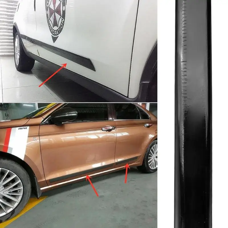 1m Moulding Strip Front Bumper Strip Carbon Fiber Rubber Sticker Auto ...