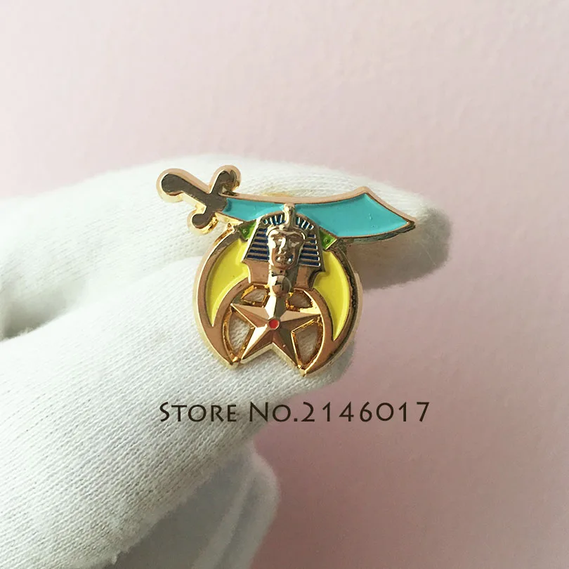 Masonic Scimitar Shriner Enamel Lapel Pin 3d Sword Crescent Moon Brooch ...