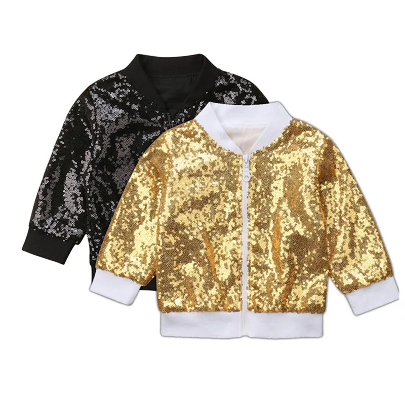 0 5Y Fashion Kids Baby Girls Sequin Shining Zipper Jackets Coats Tops ...