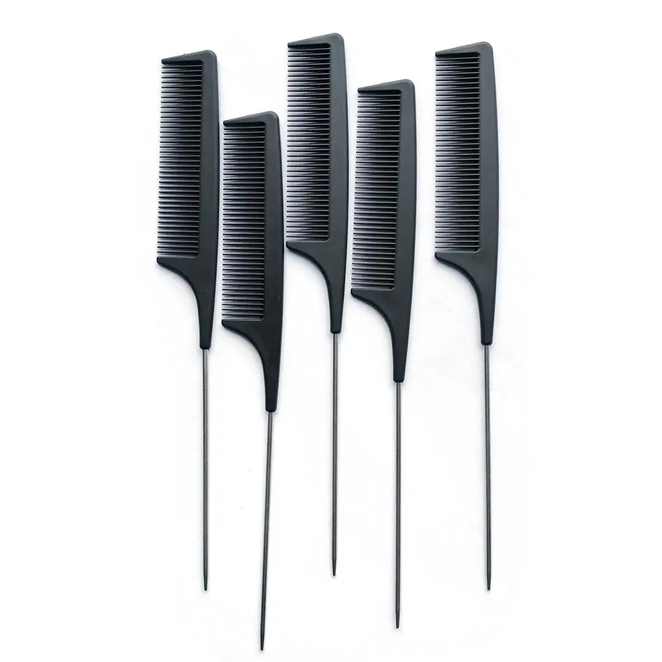 Isheeny Metal Pin Tail Combs Professional Salon Hair Comb Black Rat For ...