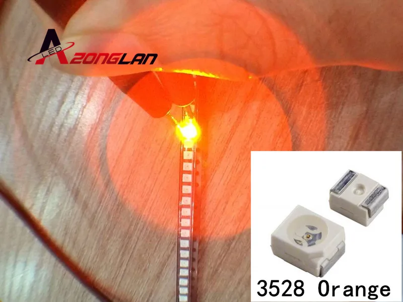 500pcs Smd Led 3528/1210 Orange/amber Smd/smt Plcc-2 High Quality Ultra ...