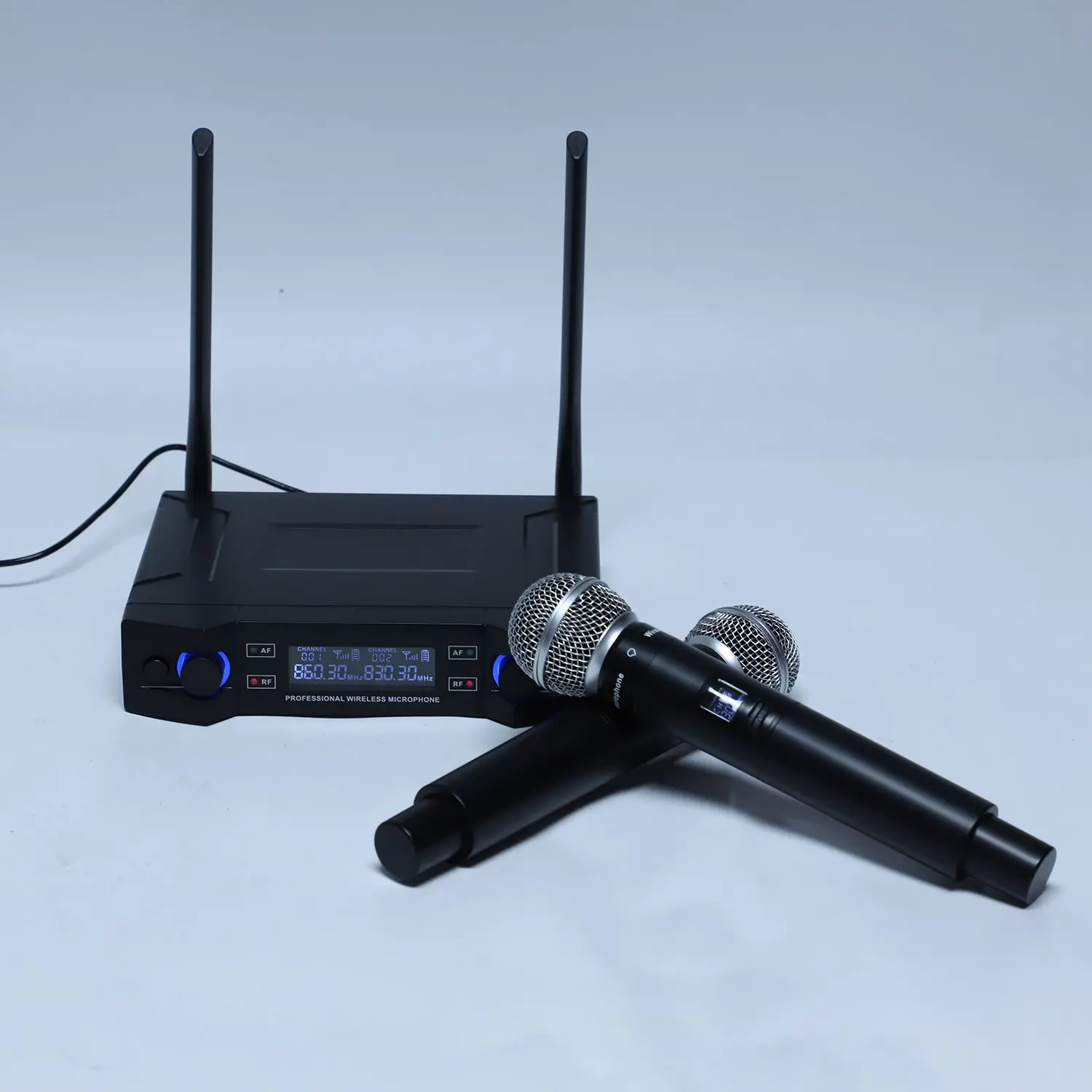 Smart Fm Vhf Wireless Microphone System 2 Cordless Handheld Mic Free ...