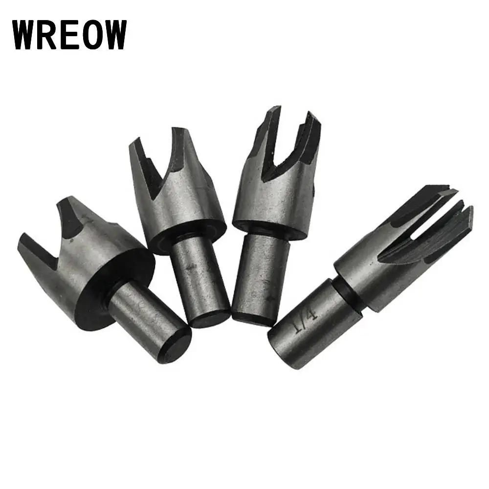 4pcs Woodworking Carbon Steel Plug Hole Cutter Drill Bits Set Wood Round Shank Carpenter Cutting