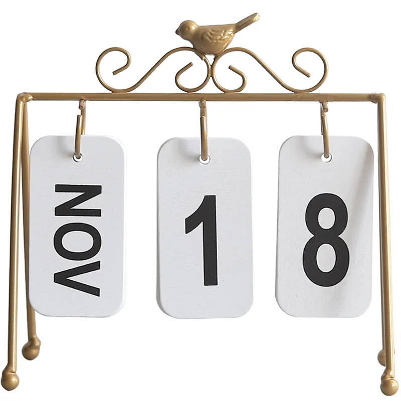 Wrought Iron Bird Calendar Creative Personality Study Desk Turning Page ...