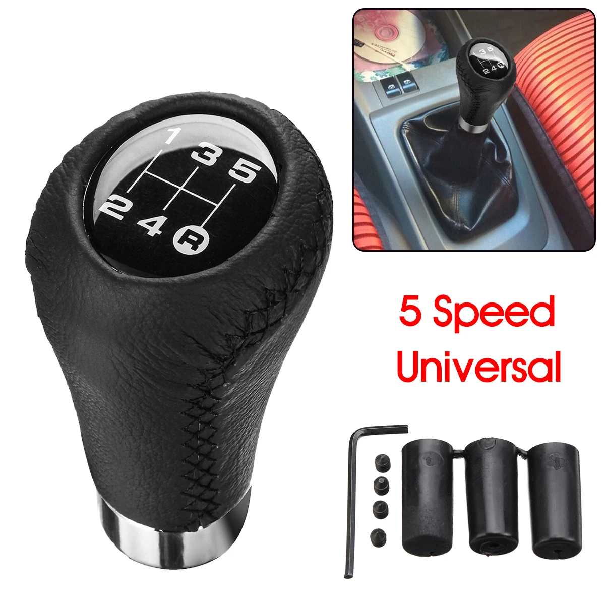 5 Speed Universal Manual Gear Shift Shifter Knob Lever Stick Car Handle