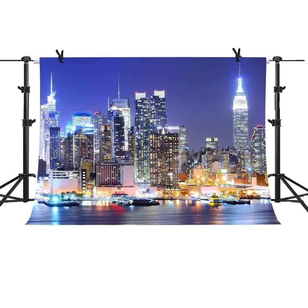 York City night scene Backdrop Manhattan night view Skyscraper Urban ...