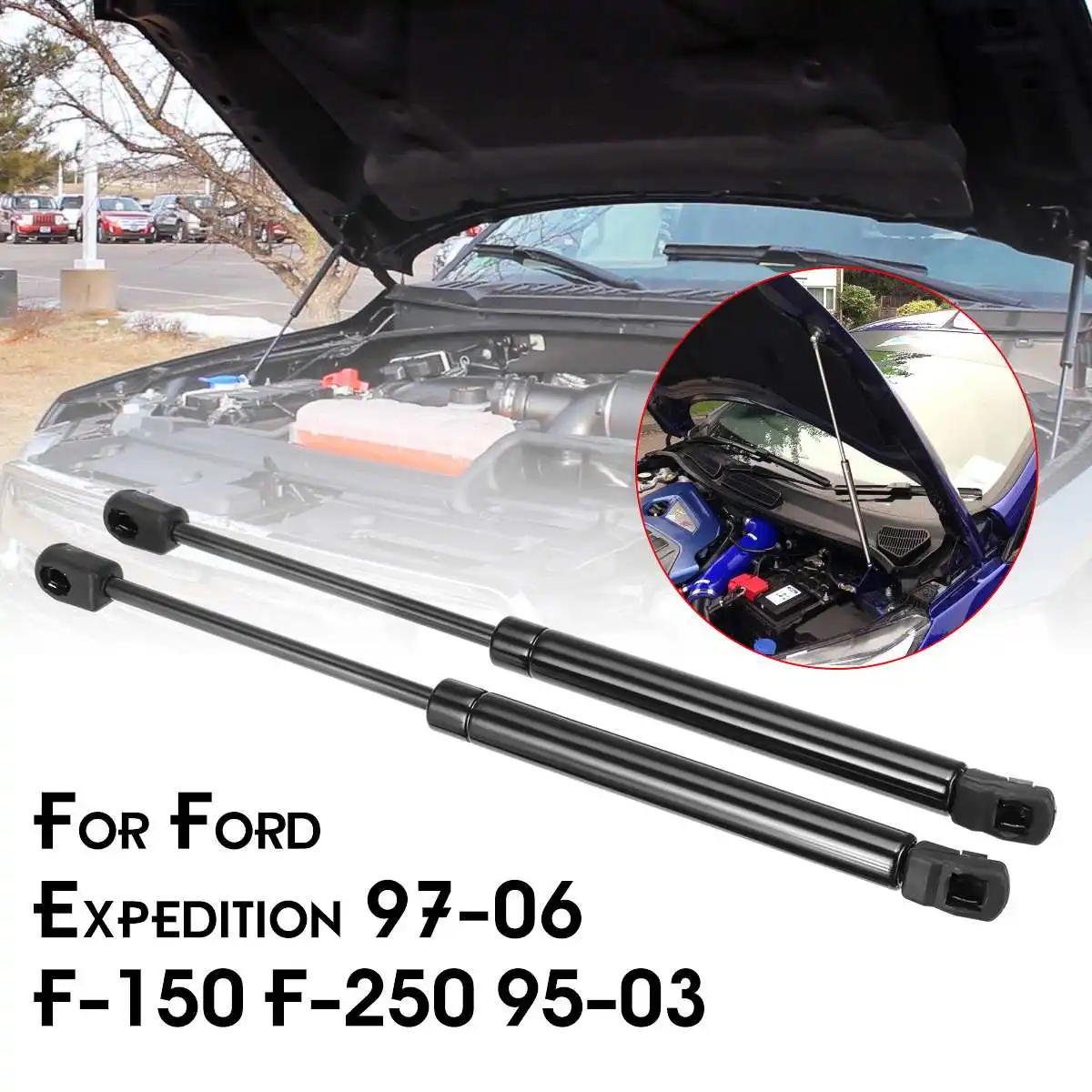 2pcs Car Front Bonnet Hood Lift Supports Struts For Ford Expedition