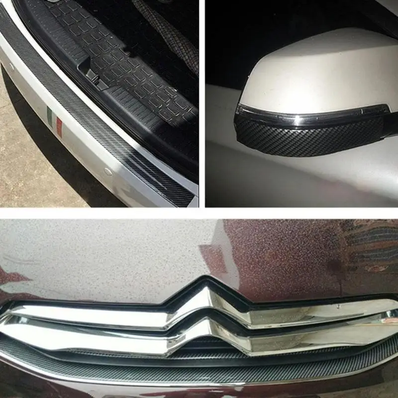 1m Moulding Strip Front Bumper Strip Carbon Fiber Rubber Sticker Auto ...