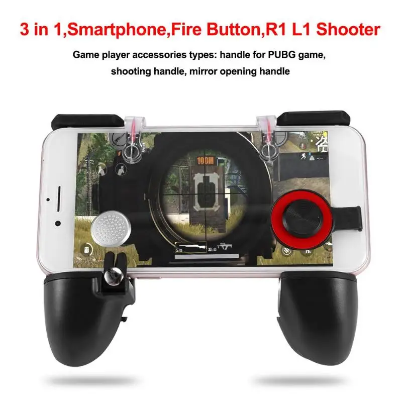 3 In 1 Smartphone Game Joystick Handle Fire Trigger Button Aim Key R1l1 Shooter Controller 6806
