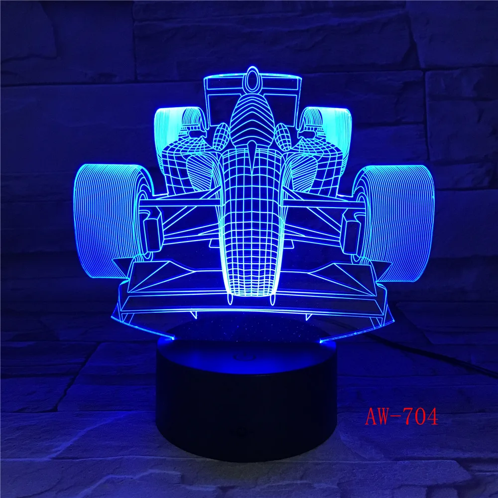 7 Colors Changing Led Night Light 3D F1 Racing Car Modelling Luminarias ...