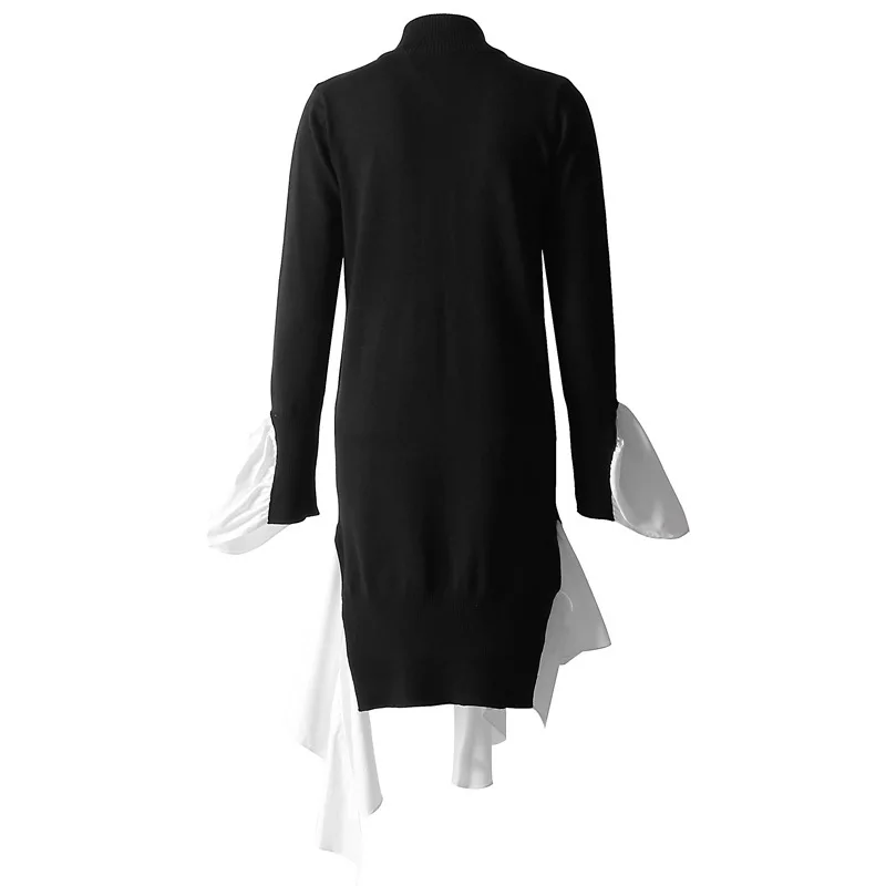 [EAM] новое осенне-зимнее платье с высоким воротником и длинным рукавом ...