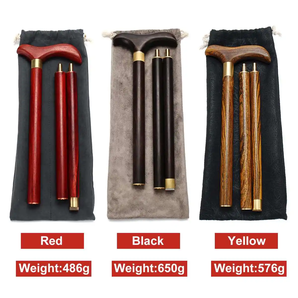 3 Sections 86cm Walking Stick Wood Bird Shape Foldable Travel Cane ...