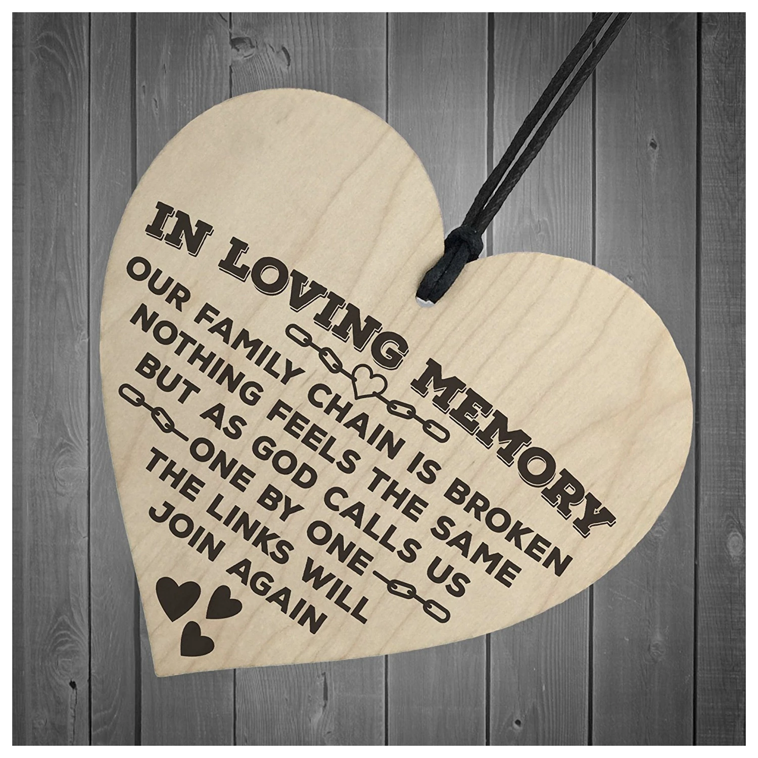 In Loving Memory Of Family Wooden Hanging Heart Memorial Plaque Love ...