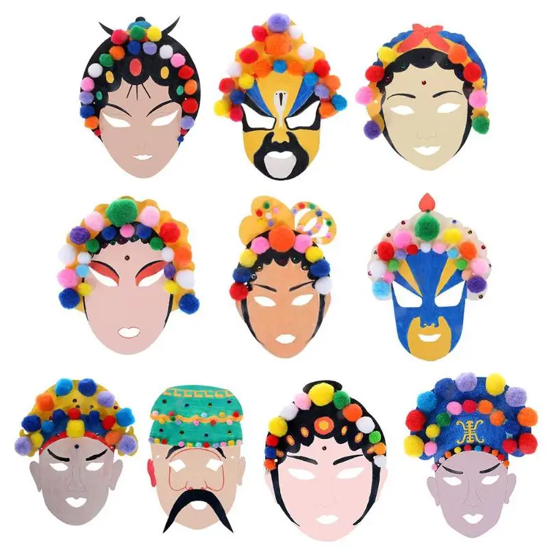 Kids Peking Opera Coloring Mask Kindergarten Manual DIY Art Painting ...