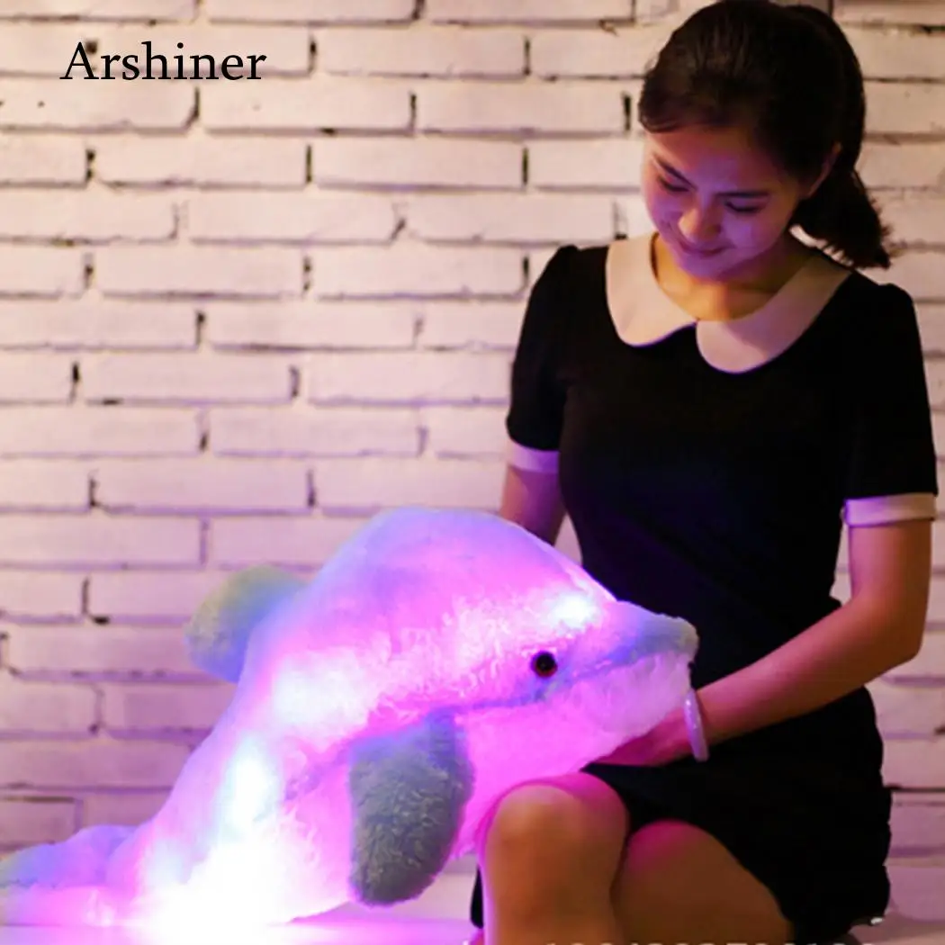 45 cm Creative Luminous dolphin plush doll pillow shiny, led colorful ...