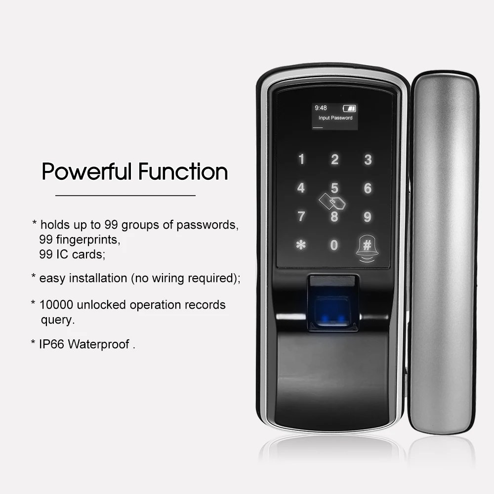 Smart Lock Glass Door Intelligent Fingerprint Lock Digital Touchscreen ...