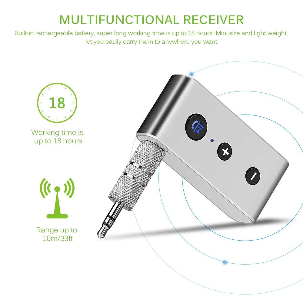 무선 핸즈프리 차량용 키트 3.5mm 잭 aux bluetooth 4.2 aux 오디오 수신기 어댑터 핸즈프리 음악 수신기 ...