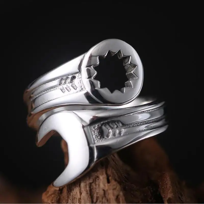 Fashion Men's Cool Domineering Biker Mechanic Wrench Ring Alloy Punk ...