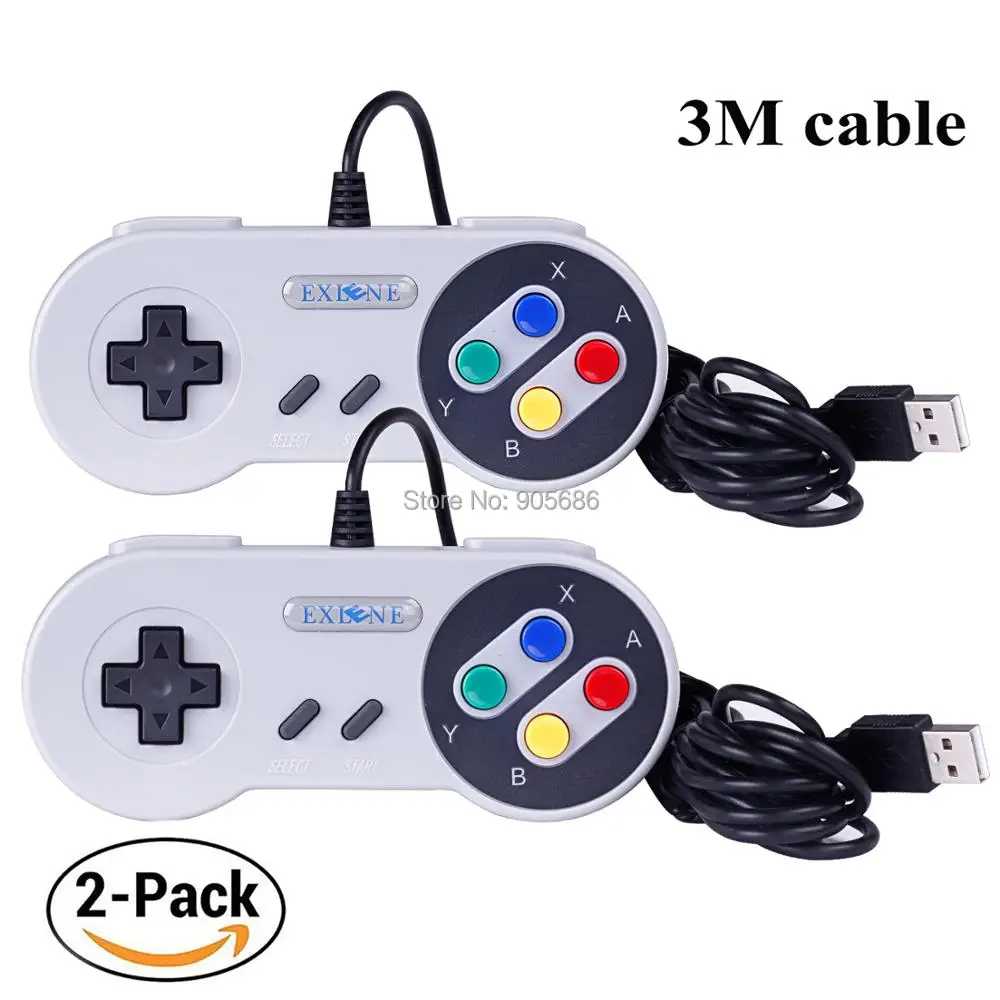 Exlene mando Retro SNES USB Super Clásico, 2 paquetes, 3M, PC, con ...