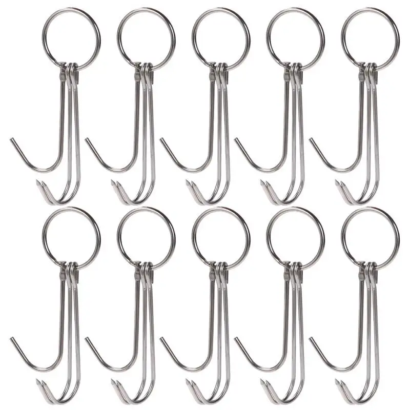 OUNONA 10PCS Stainless Steel Processing Meat Butcher Hanging Double S ...