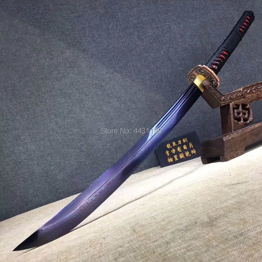 Heat Treatment Damascus Steel Blue Blade Sharp Broadsword Sword Sabre ...