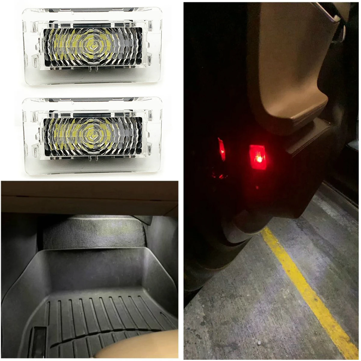 2 uds Ultra brillante blanco LED Puerta de coche puddle Interior Luz de ...