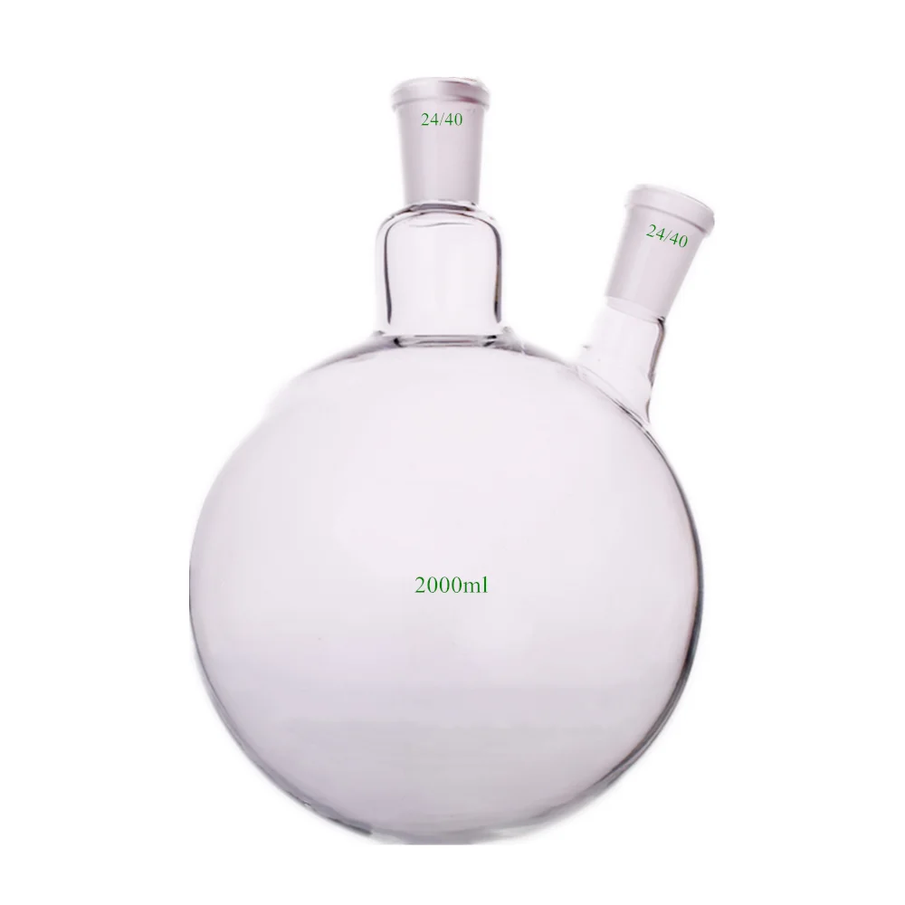 2000ml,24/40,2 Neck,Round Bottom Glass Flask,2L Reaction Vessel,Double ...