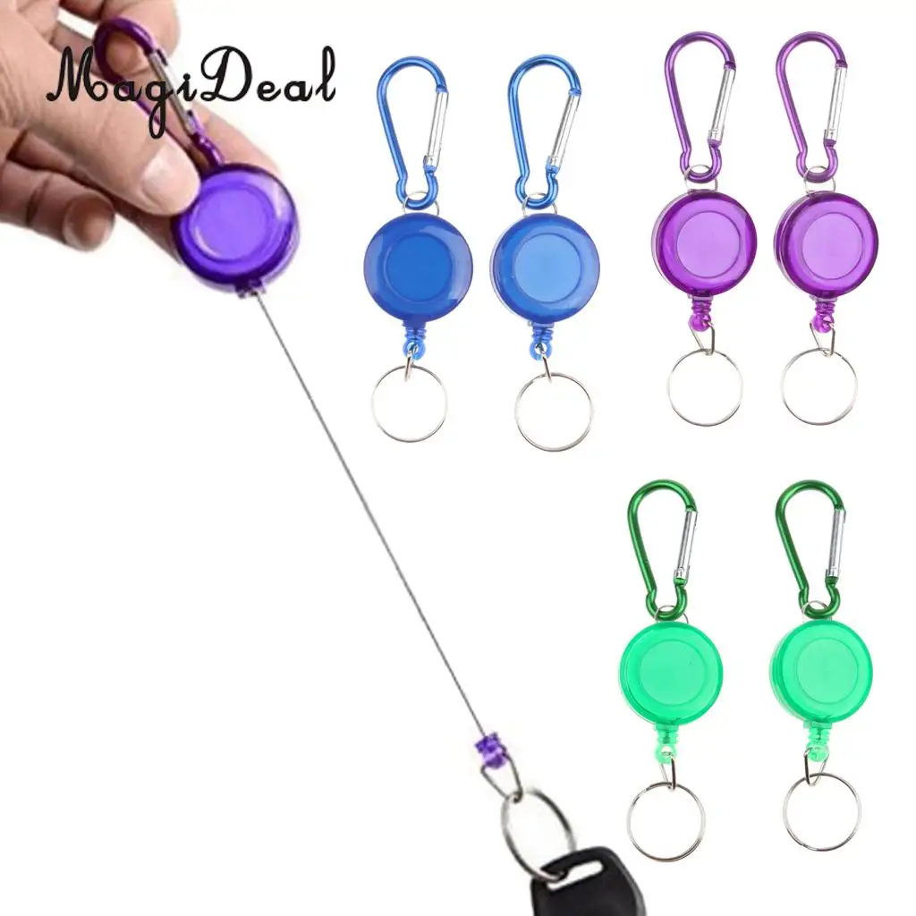 6 Pieces Telescopic Key Chain with Nylon Cord Rope Anti Lost Key Ring ...