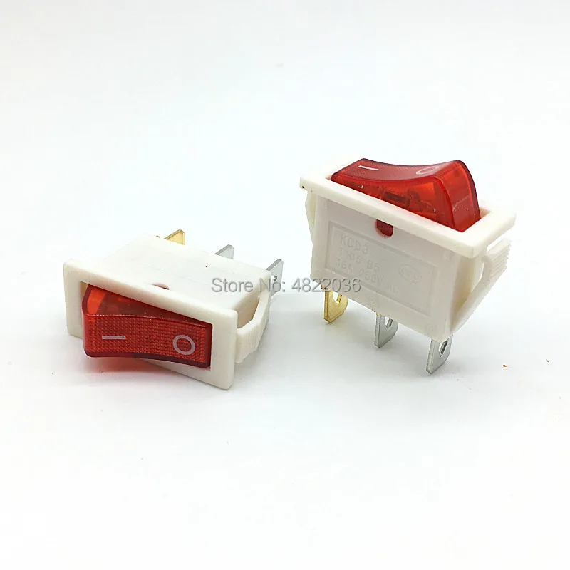 5pcs KCD3 White with led 3Pin ON OFF 16A Electric Pot Switch ...