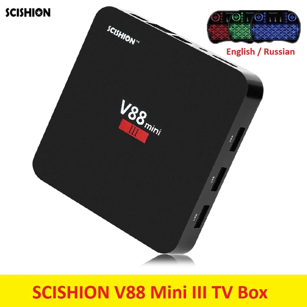 SCISHION V88 Mini III Smart TV Box Android 7.1 RK3328 Quad Core CPU 2GB ...
