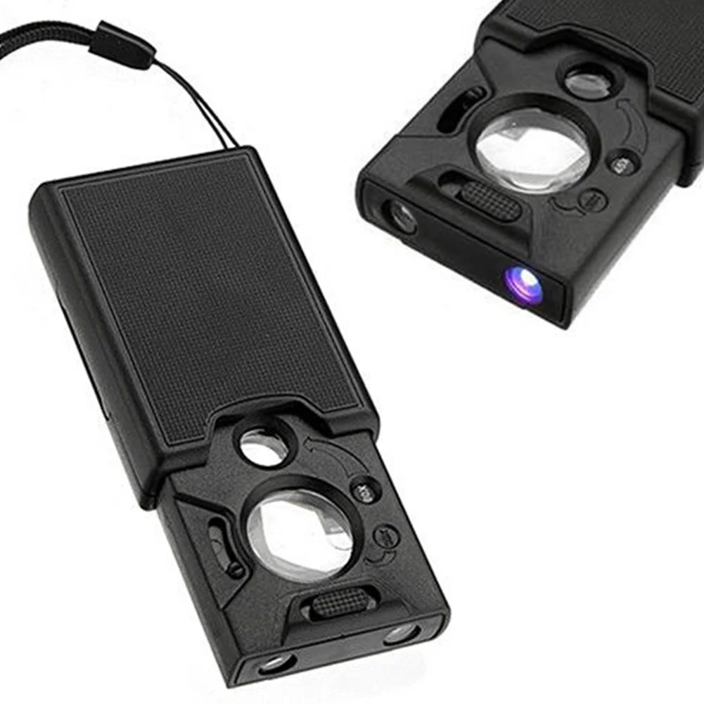 30x 45x 60x Black Pull Type Loupe Magnifying Glass LED UV Lighted ...
