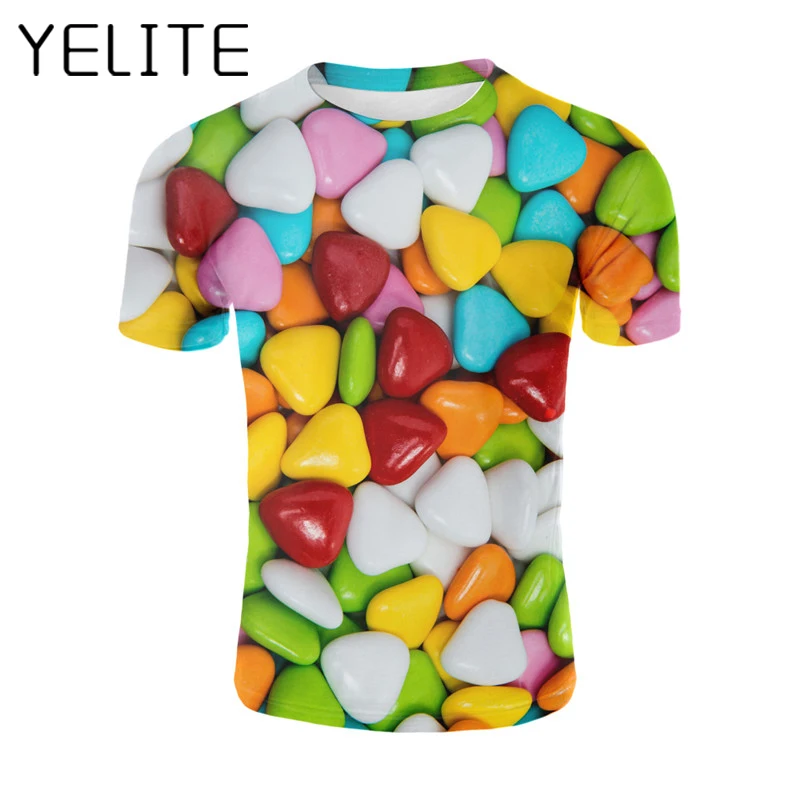 YELITE Heart shaped Candy Printed T Shirt New Chocolate Sugar T shirt ...