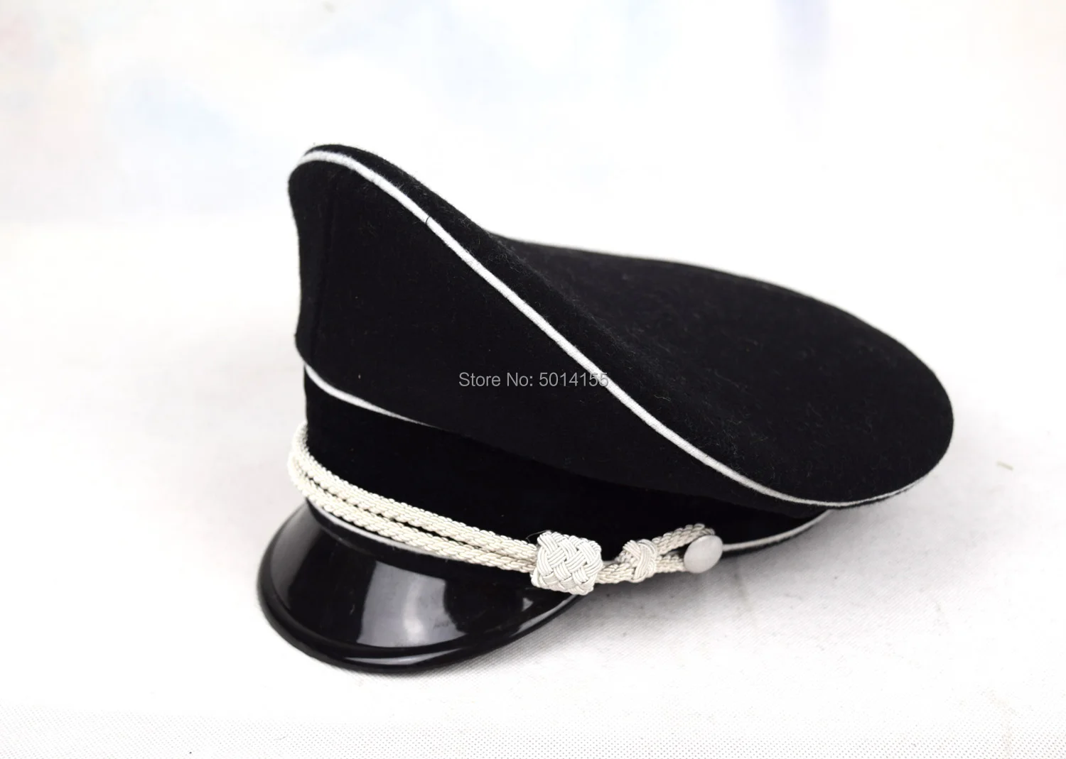 Replica WW2 German Elite Officer's Wool Visor Hat W White Chin Pipe ...