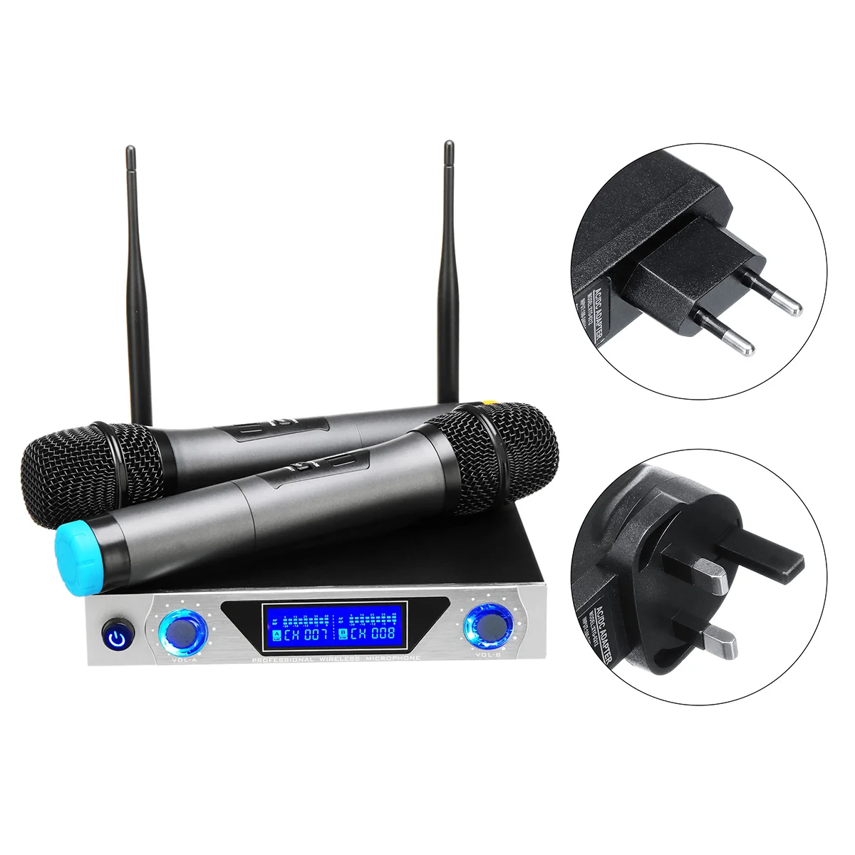 UHF Wireless Microphone System 2 x Microphones High-fidelity Reproduce ...