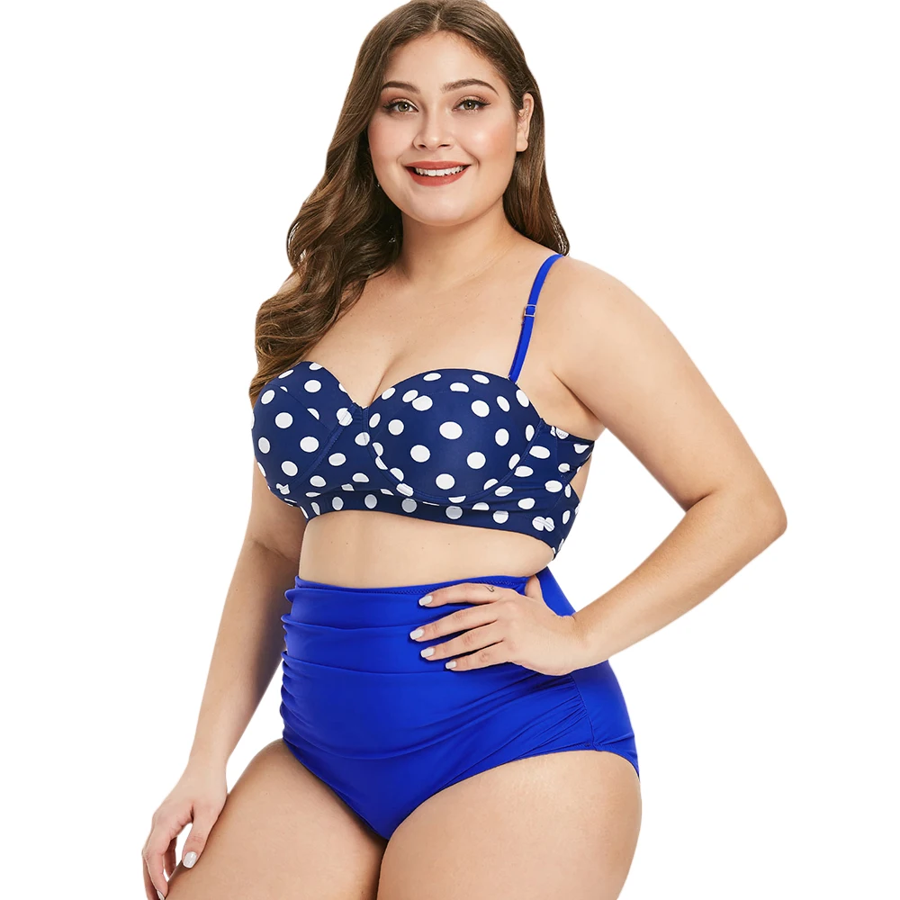 Bikini Set High Waist Plus Size Swimsuit 2019 Dot Bikinis Women Top Push Up Swimwear Female