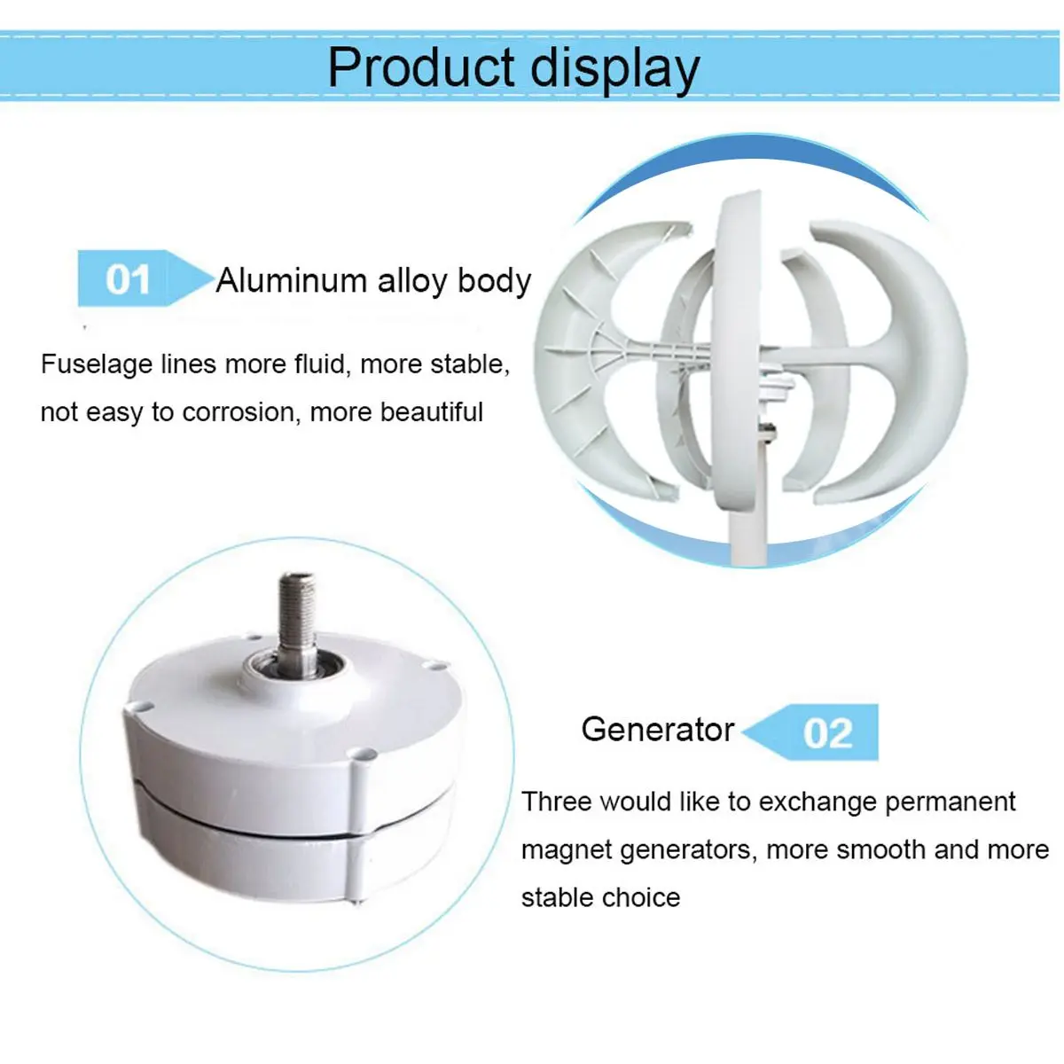 100-600W 12 24V Vertical Axis Wind Turbine Generator VAWT Boat Garden ...