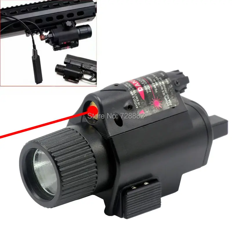 200 Lumen Tactical LED Flashlight Combo / LIGHT + Red Laser / Sight ...