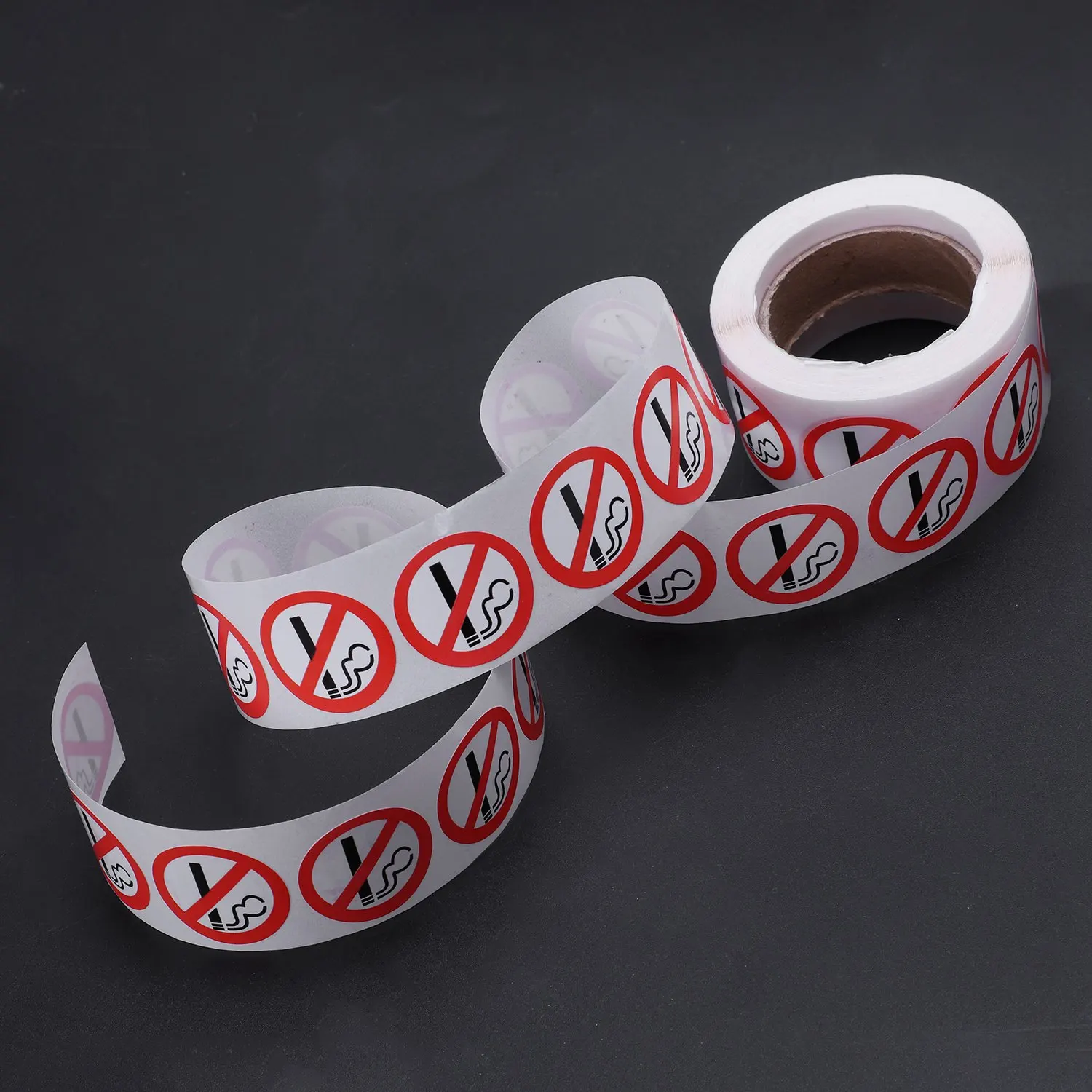 LBER No Smoking Logo Warning Stickers 1 foot Round 500 Total Per Roll ...