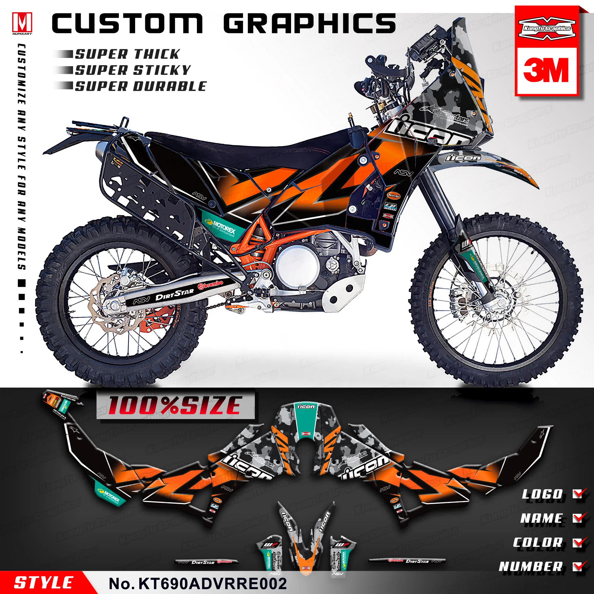 Kungfu Graphics Supercross Enduro Decal Kit Full Vehicle Wraps For 690 ...